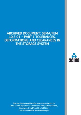 Archived Document: SEMA/FEM 10.3.01 - Part 1 Tolerances, Deformations ...